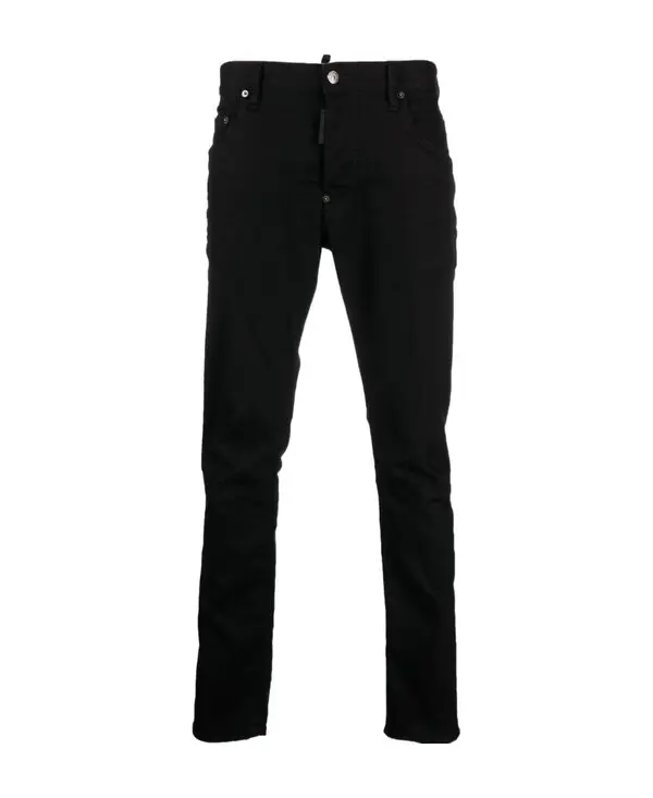 Dsquared2 Logo Patch Slim-fit Jeans - Black