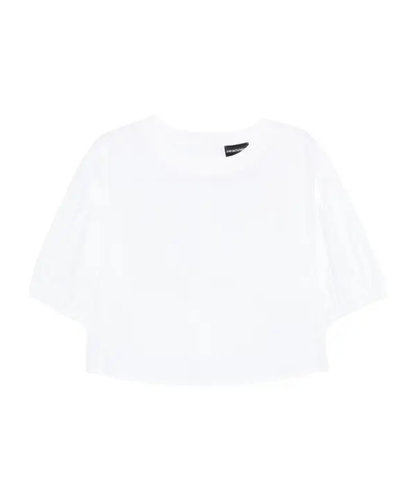 Emporio Armani Crewneck Puff-sleeve Blouse - White