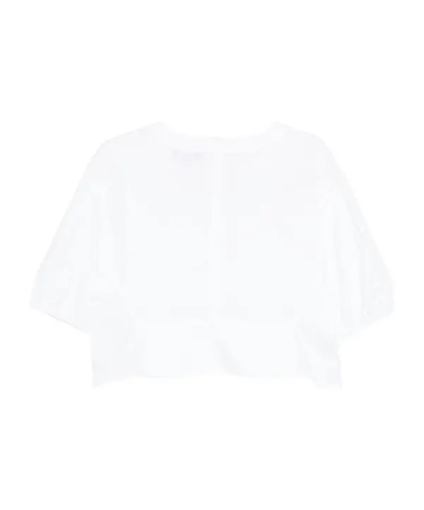 Emporio Armani Crewneck Puff-sleeve Blouse - White