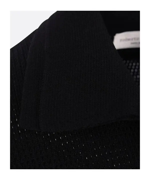 ROBERTO COLLINA Open-knit Short-sleeve T-shirt - Black