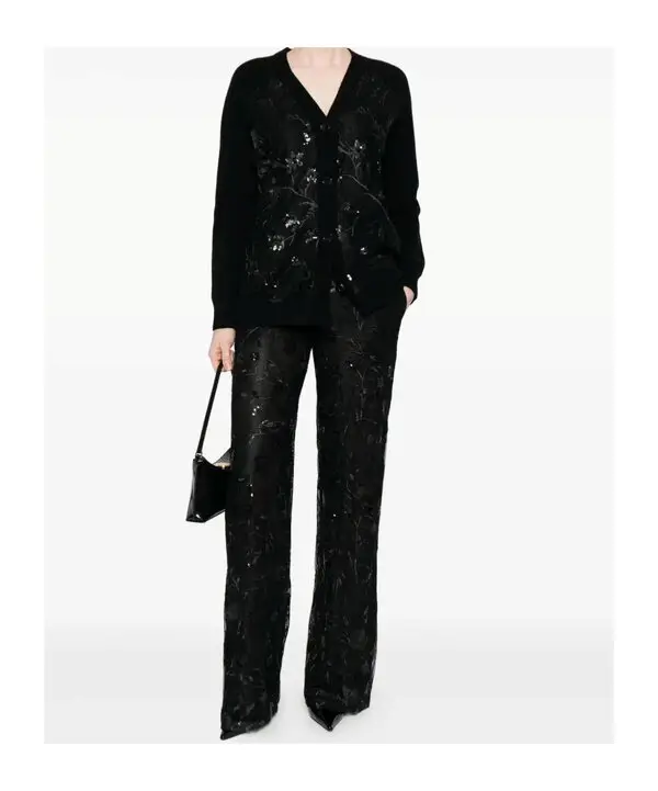 ERMANNO FIRENZE Sequin Embellished Floral Trousers