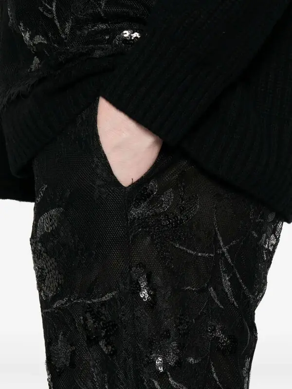ERMANNO FIRENZE Sequin Embellished Floral Trousers