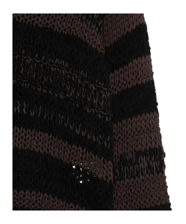 ROBERTO COLLINA Chunky-knit Striped V-neck Sweater