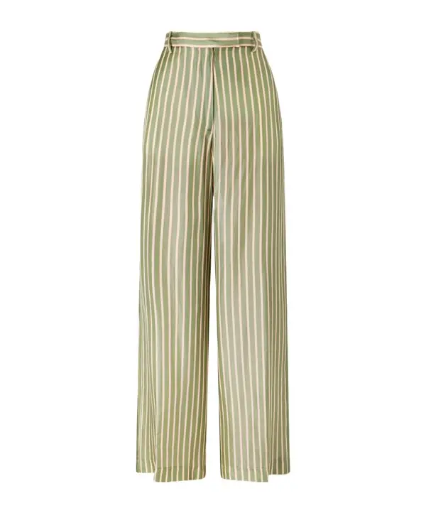 Dries Van Noten Striped Satin Wide Leg Trousers - Nude
