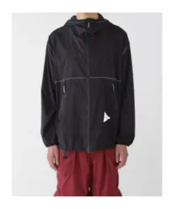 AND WANDER Pertex Windproof Hooded Jacket - Black