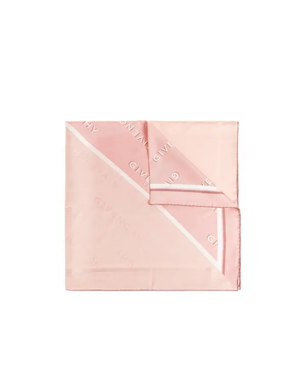 Givenchy Logo Border Silk Scarf - Pink