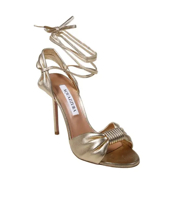 AQUAZZURA Knot Detailed Ankle Strapped Stiletto Sandals - Brown