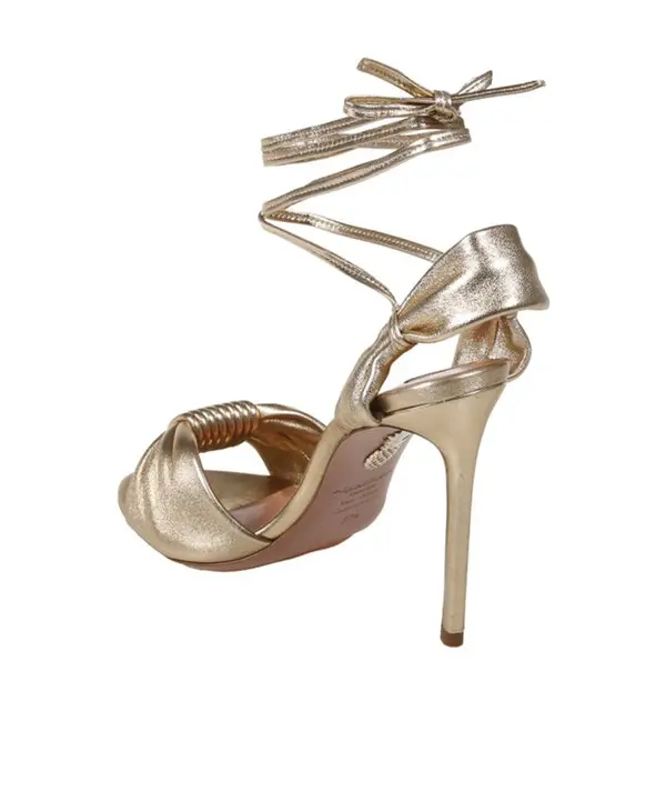 AQUAZZURA Knot Detailed Ankle Strapped Stiletto Sandals - Brown