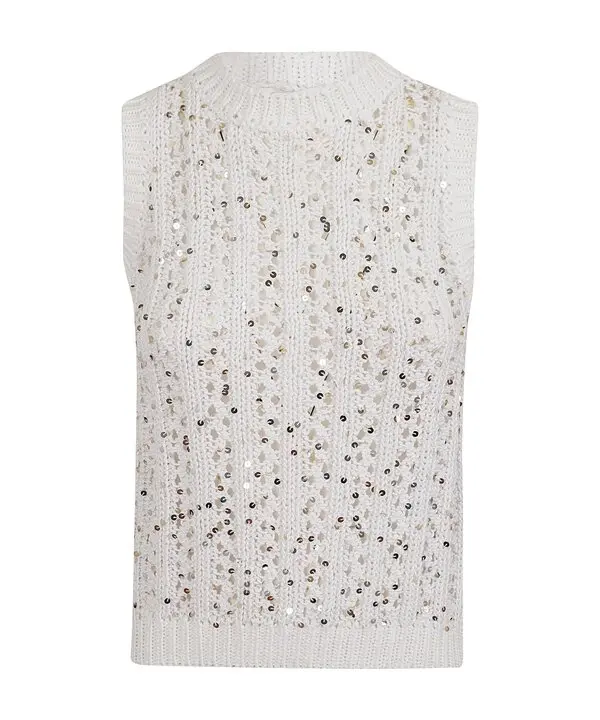 Peserico Sequin-embellished Knitted Vest - White