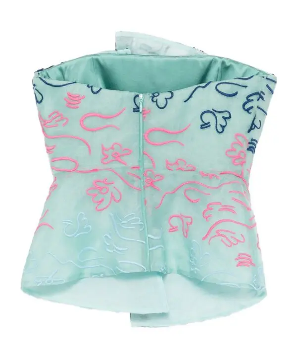 Emporio Armani Embroidered Strapless Top - Blue