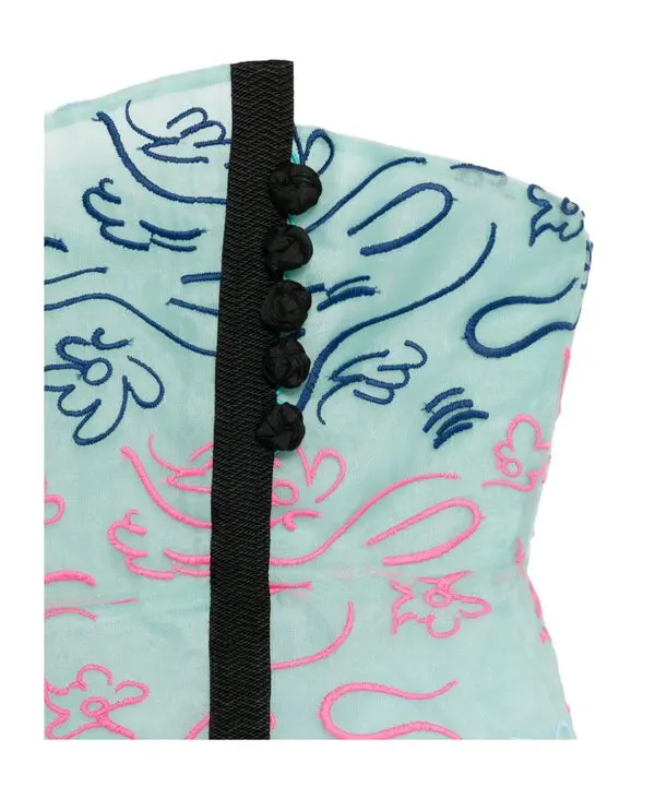 Emporio Armani Embroidered Strapless Top - Blue
