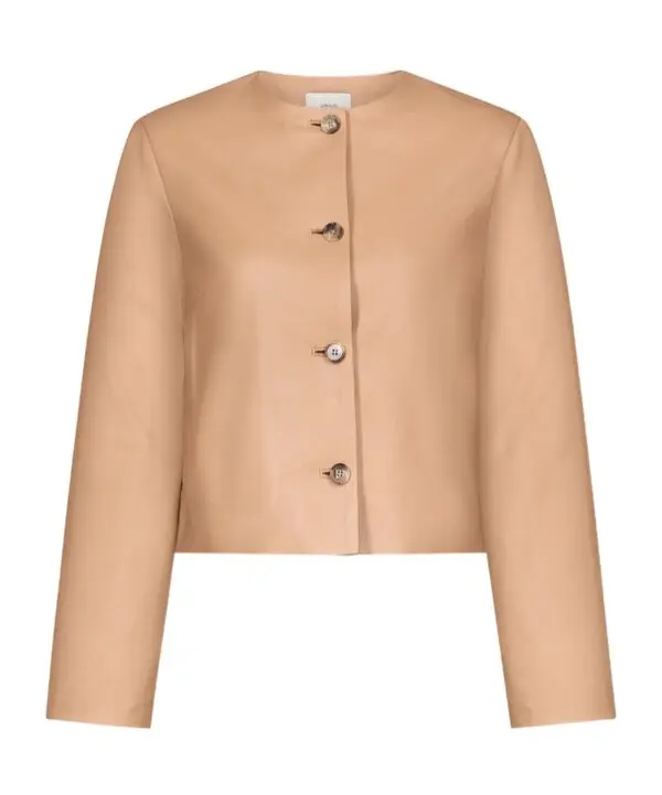 Loulou De Saison Raho Button Leather Jacket - Nude