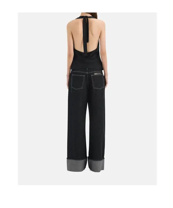 SIR. Halter Neck Lace Trim Backless Top