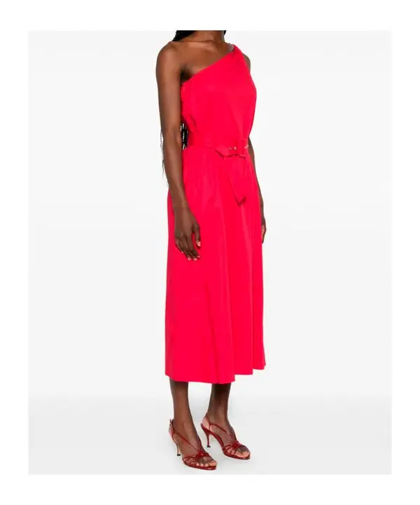 TWINSET Belted One-shoulder Midi Dress
