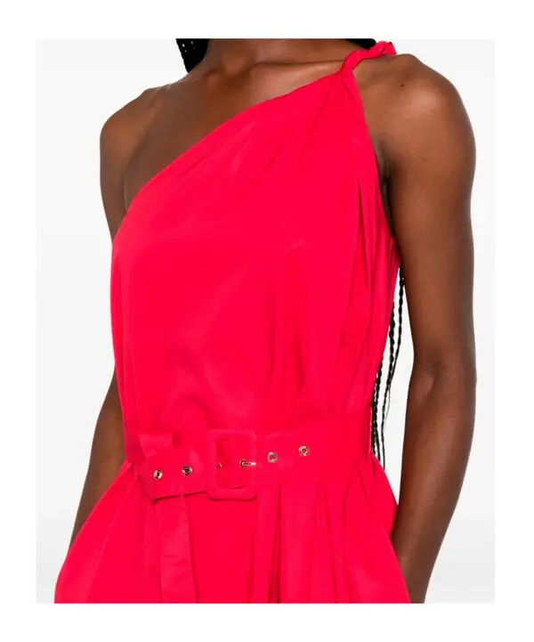 TWINSET Belted One-shoulder Midi Dress