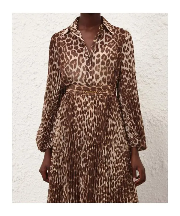 Zimmermann Sunray Collared Printed Top - Brown
