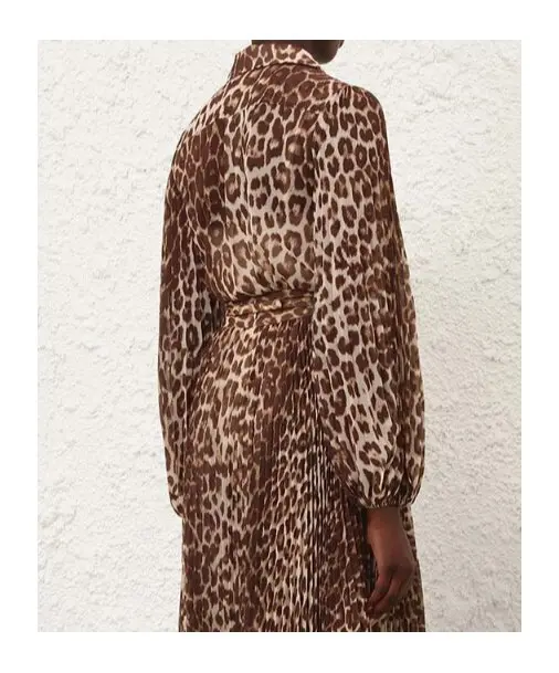 Zimmermann Sunray Collared Printed Top - Brown