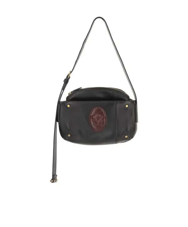 Versace Leather Zippered Shoulder Bag