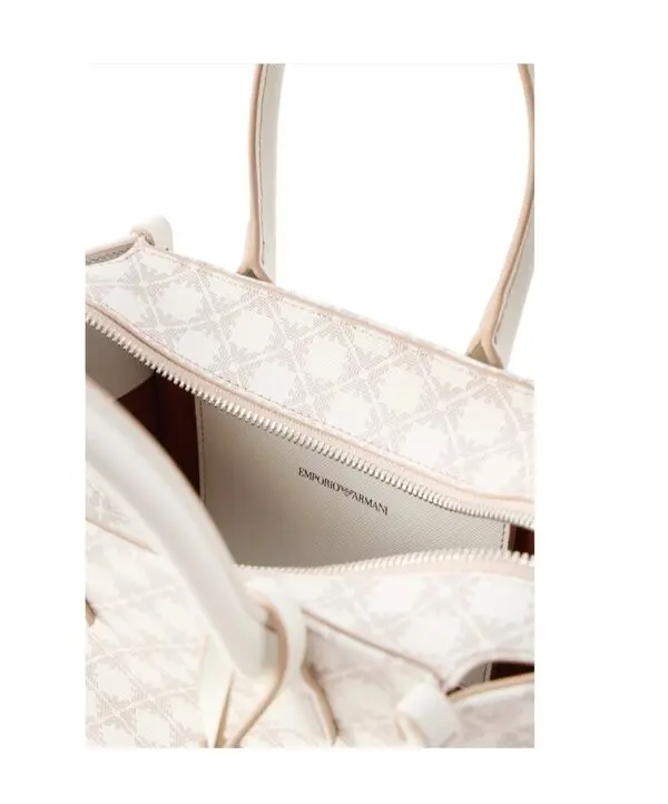 Emporio Armani Monogram Double Handle Shoulder Bag - White