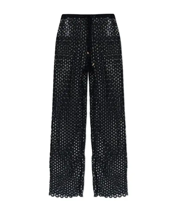 Cult Gaia Hollow Knit Wide-leg Drawstring Trousers