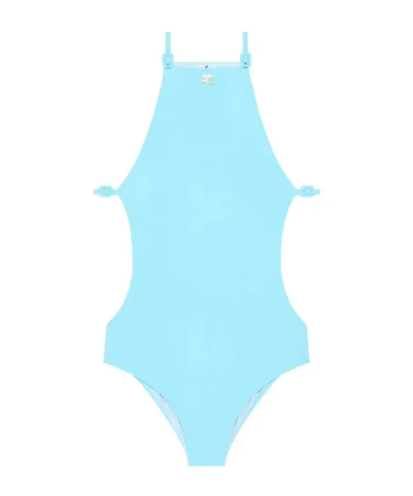 COURREGES Cut-out Swimsuit With Buckle Accents - Blue