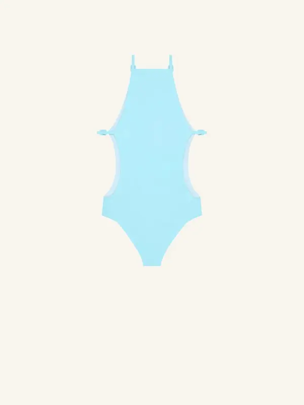 COURREGES Cut-out Swimsuit With Buckle Accents - Blue