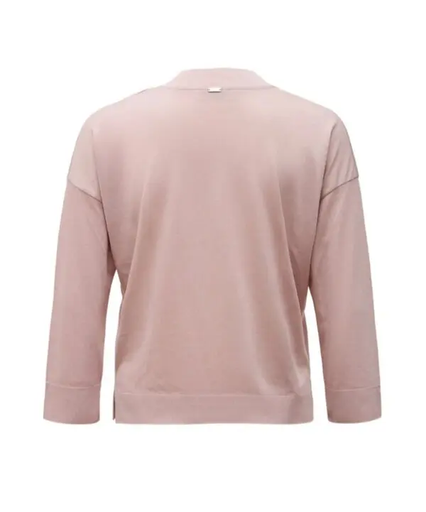 Herno V-neck Knitted Top With Dropped Shoulders And Side Slits - Nude