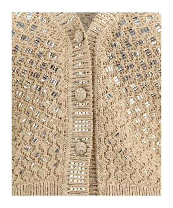 Ermanno Scervino Perforated Rhinestone Embellished Cardigan