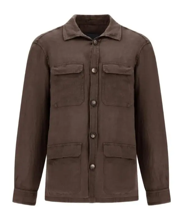 Herno Field Jacket With Shirt Collar And Flap Pockets - Brown