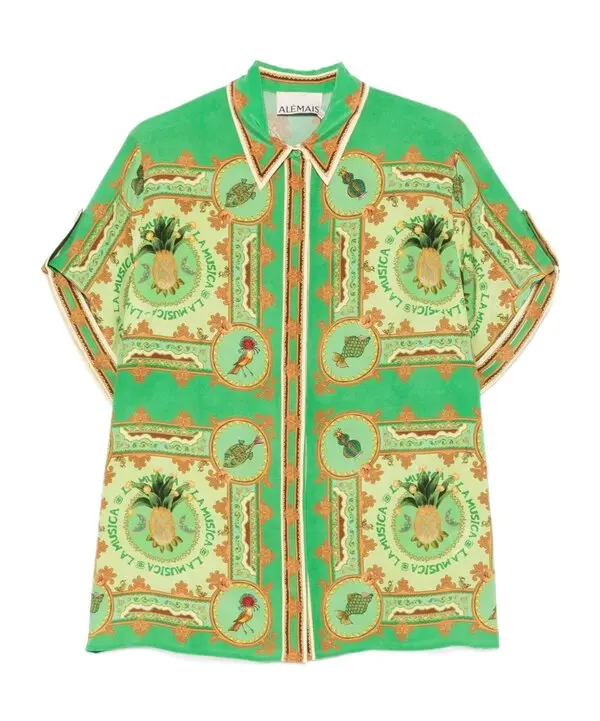 ALEMAIS Lapel Collar Short-sleeve Printed Shirt