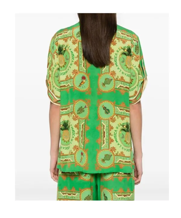 ALEMAIS Lapel Collar Short-sleeve Printed Shirt