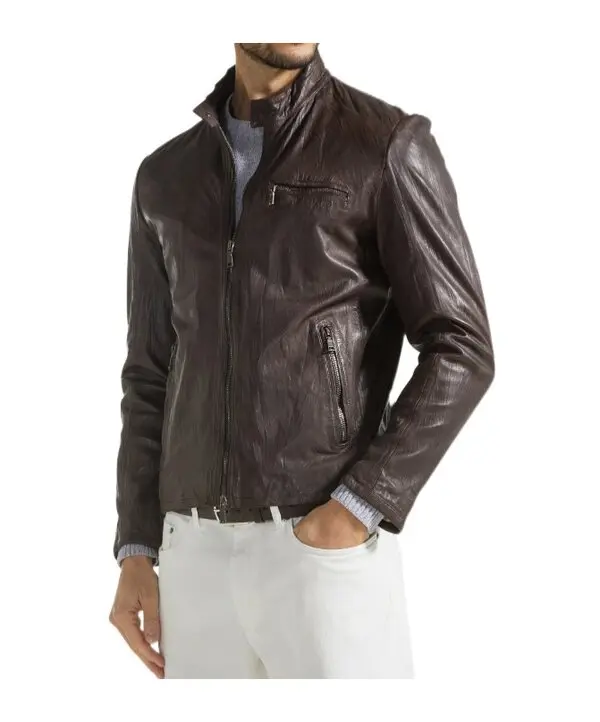 Seventy Leather Zip-front Jacket