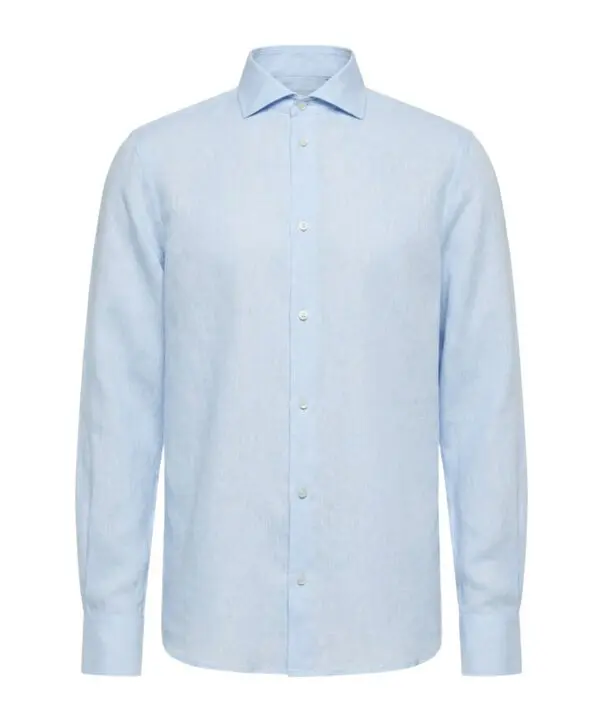 Peserico Long-sleeved Button-up Shirt - Sky-blue