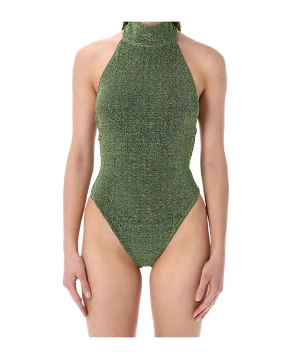 Oseree Lumière Halterneck One-piece Swimsuit - Green