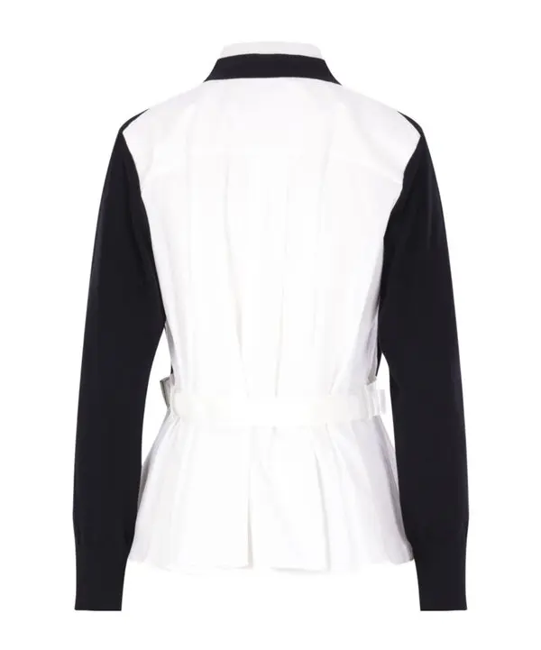 Sacai Knitted Jumper With Layered Hem - Black