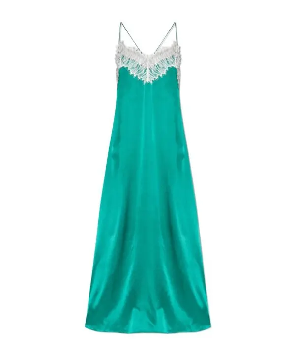 IRO PARIS Lace-trimmed Silk Midi Dress