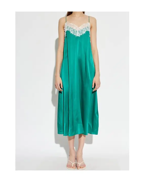 IRO PARIS Lace-trimmed Silk Midi Dress