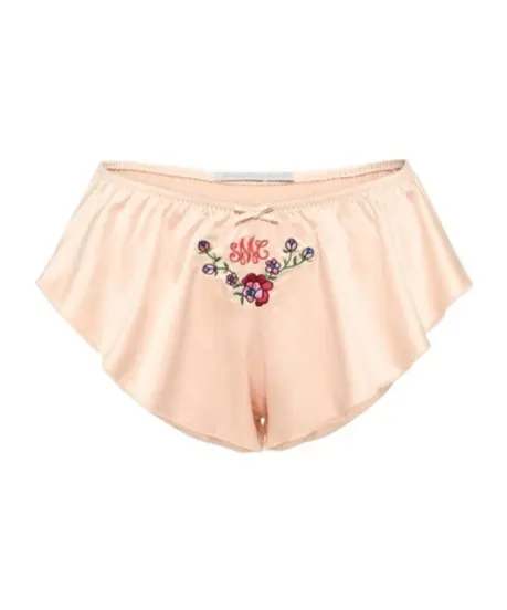 Stella McCartney Embroidered Satin Sleep Shorts - Nude
