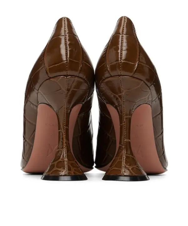 Amina Muaddi Ami Pump 95 Pointed-toe High Heels - Brown