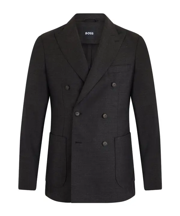 Hugo Boss Double-breasted Wool Blazer - Black