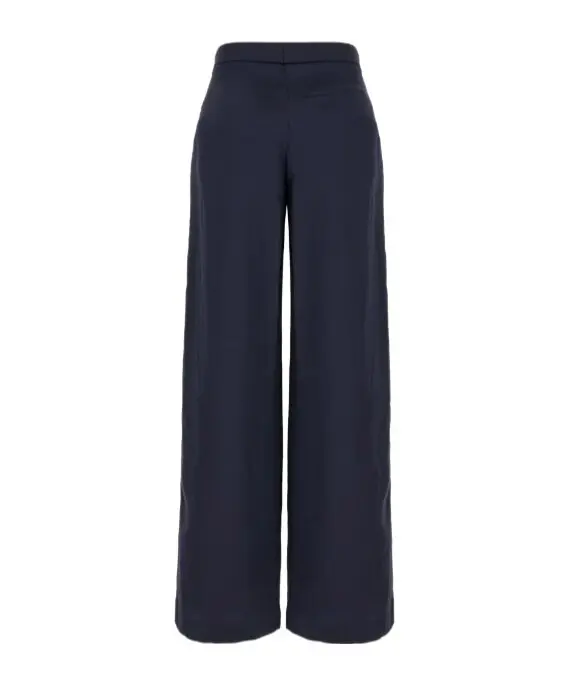 Off-White Wide Leg Cropped Trousers With Side Stripes