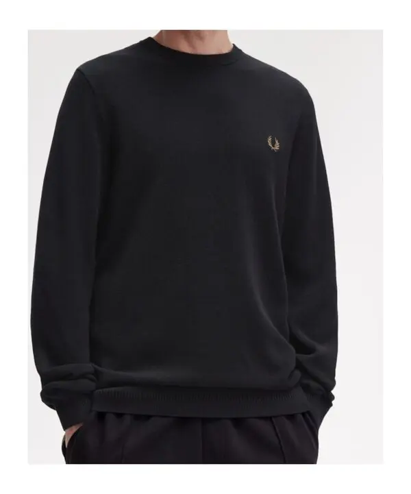 Fred Perry Piqué-stitched Crewneck Top - Black