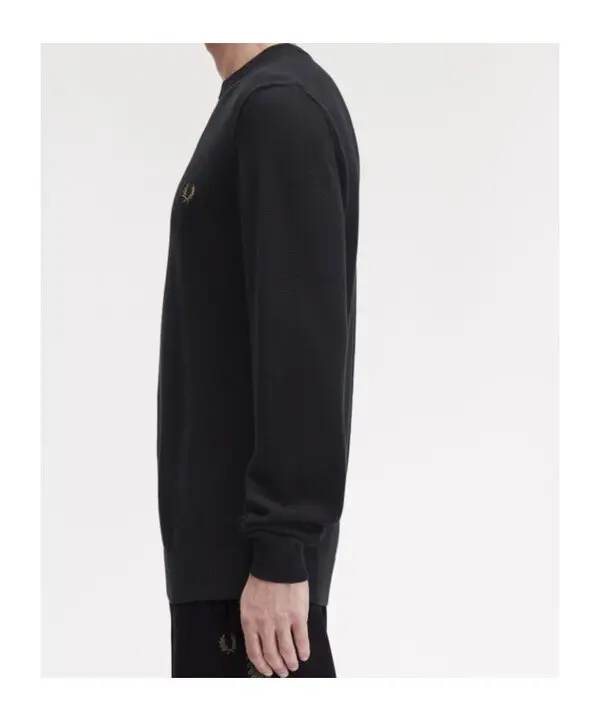 Fred Perry Piqué-stitched Crewneck Top - Black