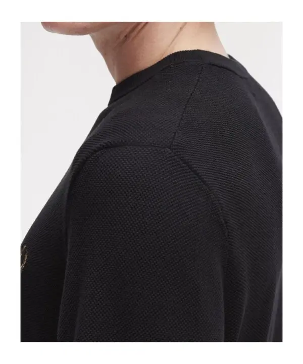 Fred Perry Piqué-stitched Crewneck Top - Black