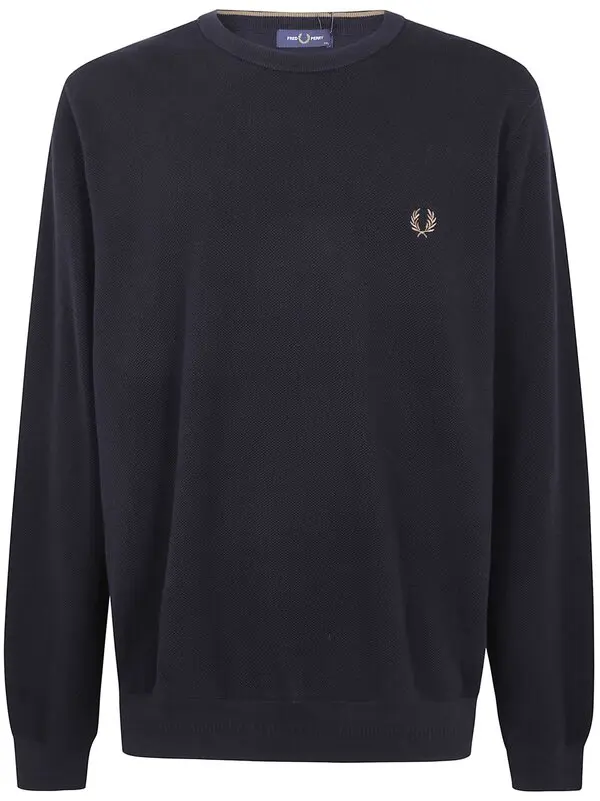 Fred Perry Piqué-stitched Crewneck Top - Black
