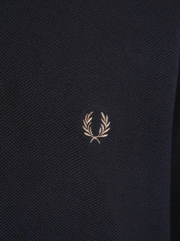 Fred Perry Piqué-stitched Crewneck Top - Black