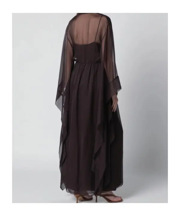 Alberta Ferretti V-neck Maxi Dress With Flowy Wide Sleeves