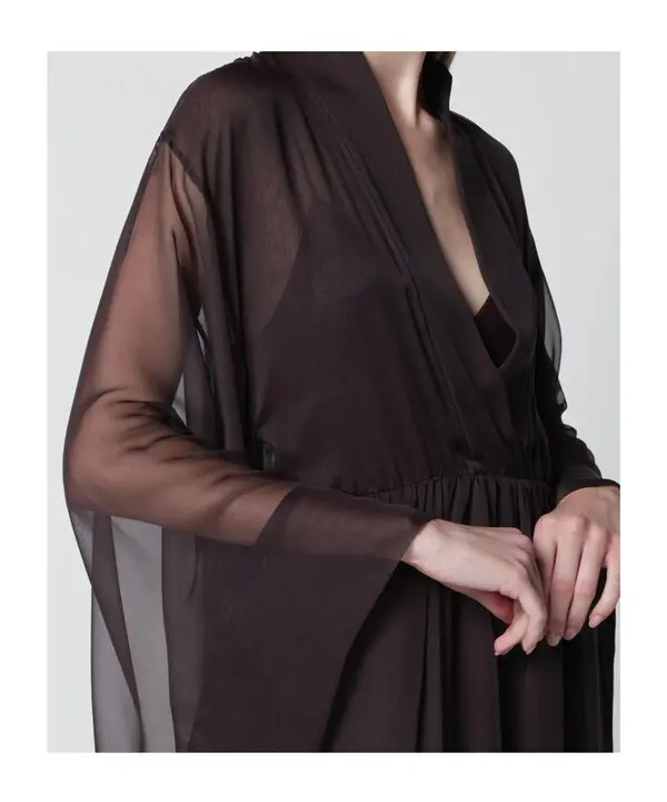 Alberta Ferretti V-neck Maxi Dress With Flowy Wide Sleeves