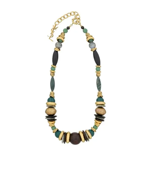 Saint Laurent Statement Necklace In Gemstones, Wood, Resin, And Metal - Multicolor