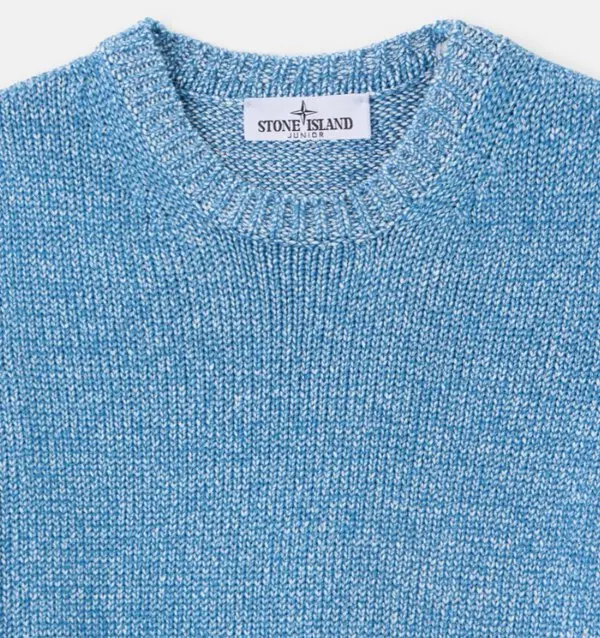 Stone Island Crewneck Jumper With Ribbed Details - Light Blue